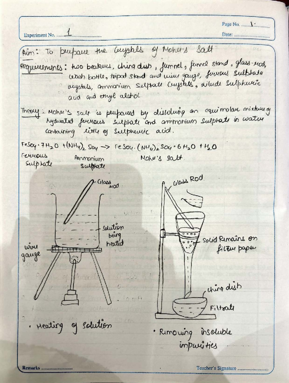 Practical File: Preparation and Analysis of Salt Crystals (Chem 101 ...