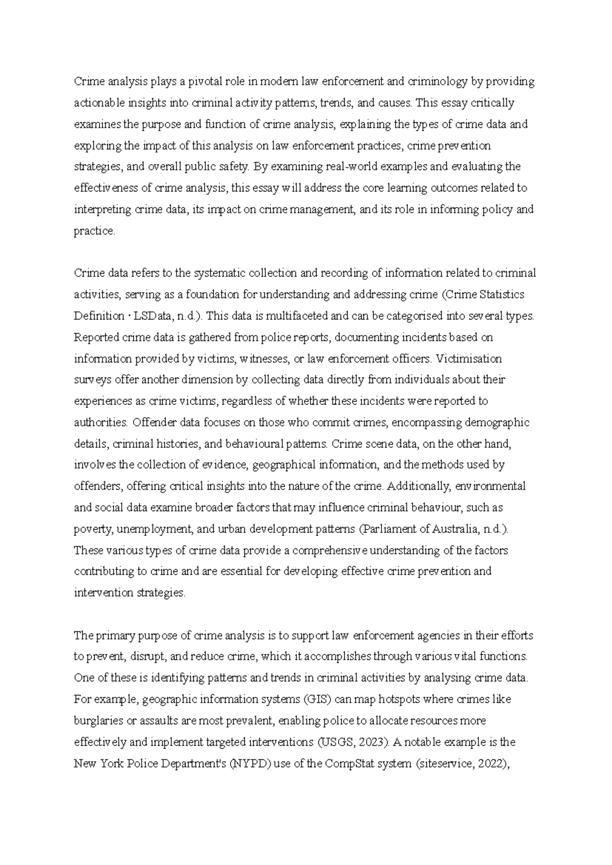 Assessment 1 - Crime Data Analysis & Interpretation Essay - Studocu