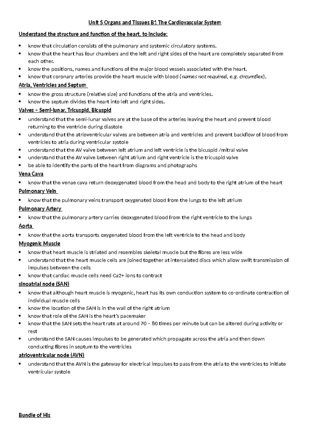 Unit 5 B1 Cardiovascular System: Structure, Function & Circulation ...