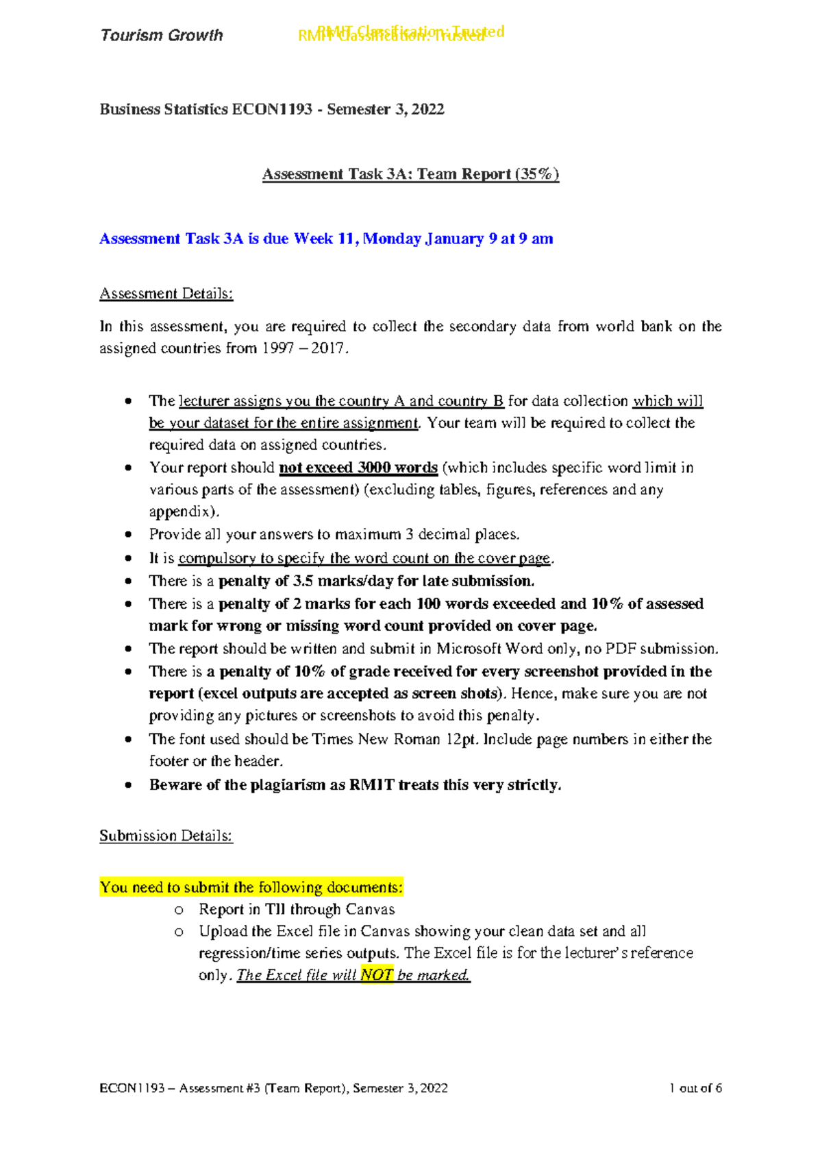 Part-A Team-Report-instructions - Tourism Growth RMIT Classification ...