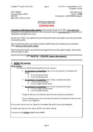 Examen JAVA avec la Correction - Examen : Langage de programmation Java ...