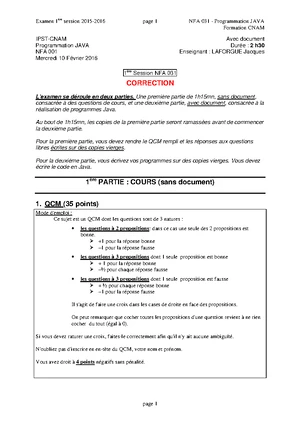 Examen JAVA avec la Correction - Examen : Langage de programmation Java ...