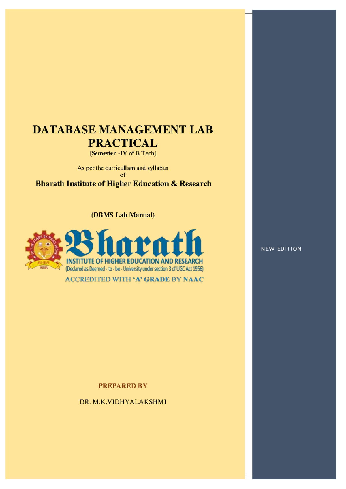 BCS4L1 - DBMS Lab Practical Manual and Experiments Guide - Studocu