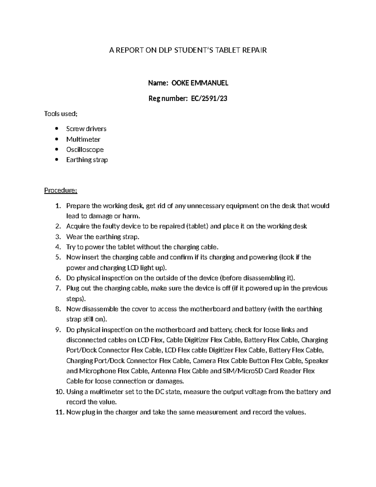 DLP Student - Tablet Repair Report and Troubleshooting Guide - Studocu