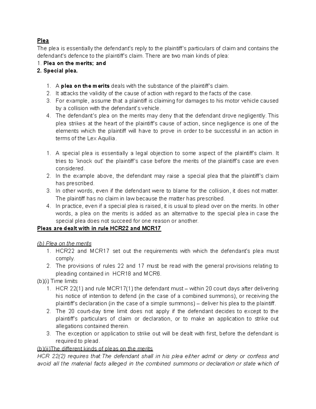 Plea Notes: Understanding Defendant Responses in Legal Proceedings ...