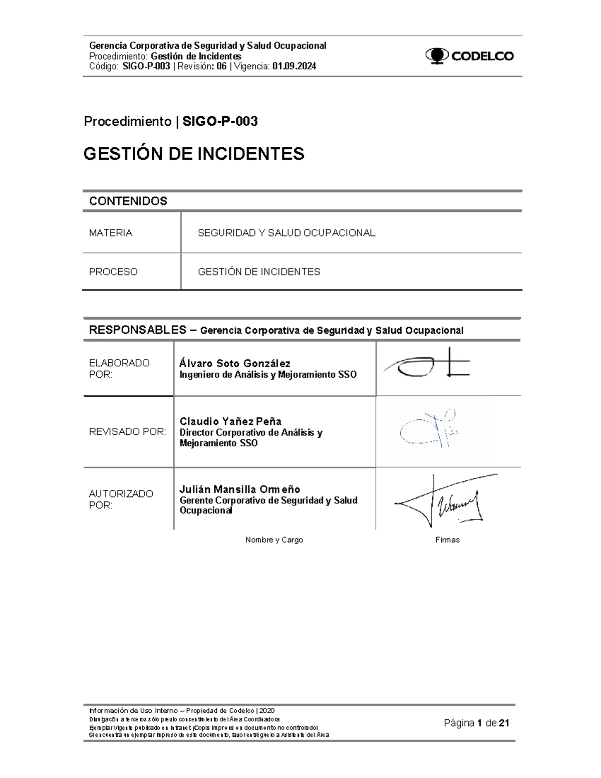GUÍA DE CONTROLES CRÍTICOS QUE SALVAN VIDAS - CÓDIGO: CONTROLES ...