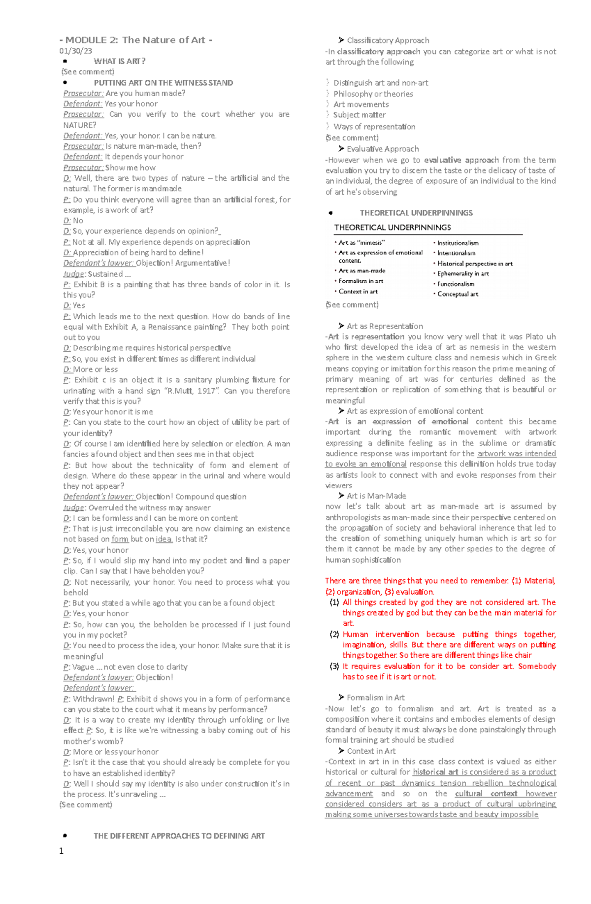 GE-ART ART Appreciation Midterms Notes (Lecture vids) - MODULE 2: The ...