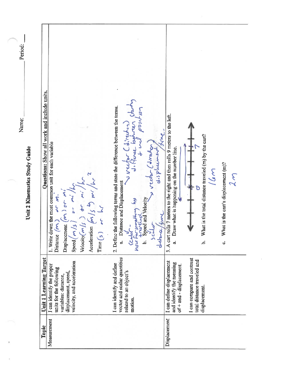 Unit 2 Kinematics Study Guide: Key Concepts and Problem Solving - Studocu