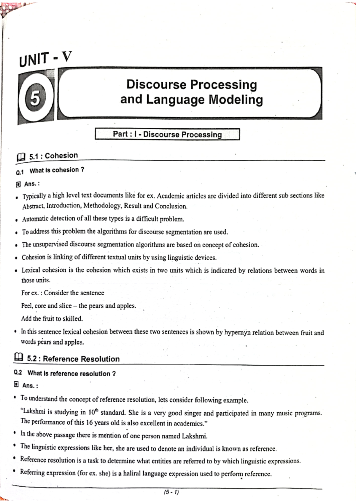 Final Exam Notes: Discourse Processing & Language Modeling (NLP) - Studocu