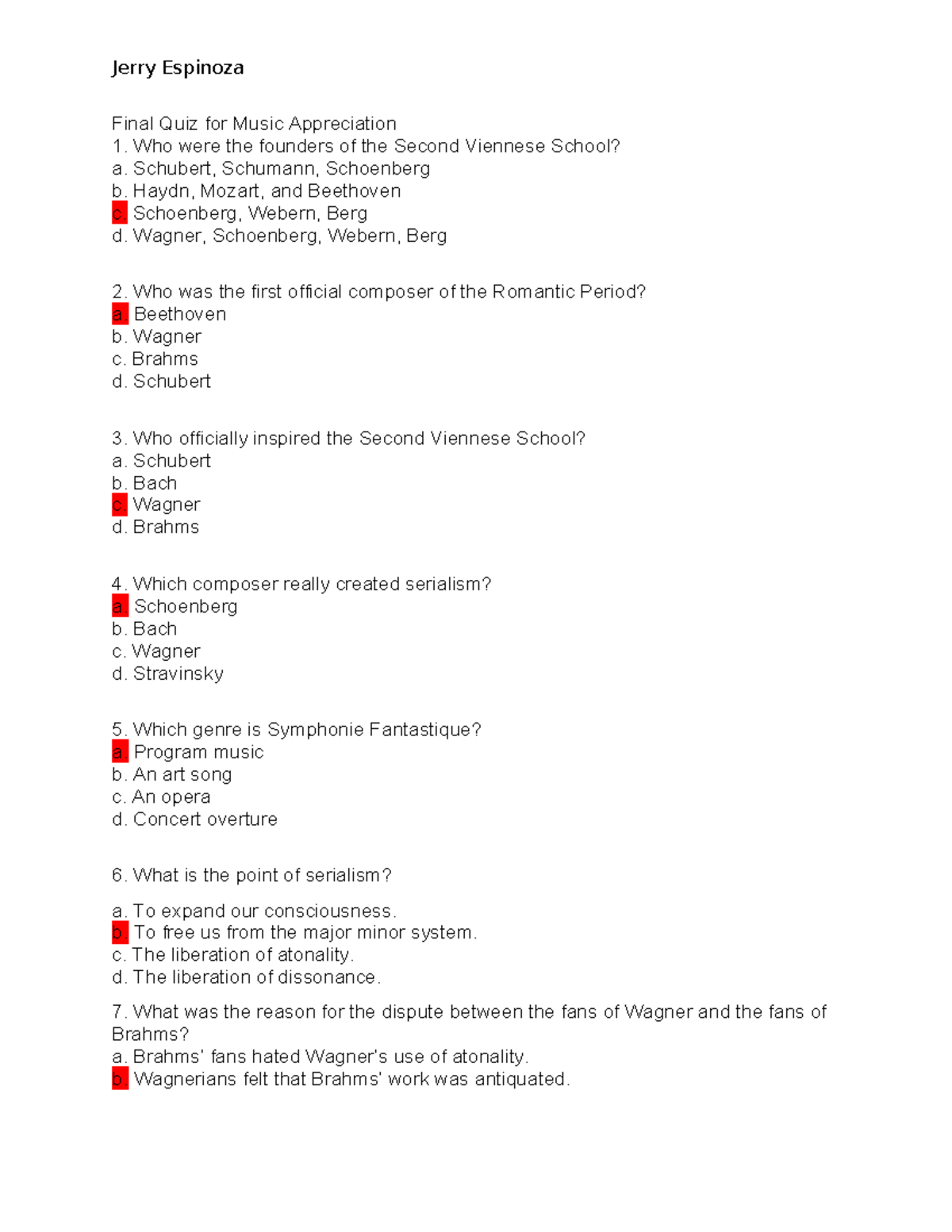 Major Minor Quiz