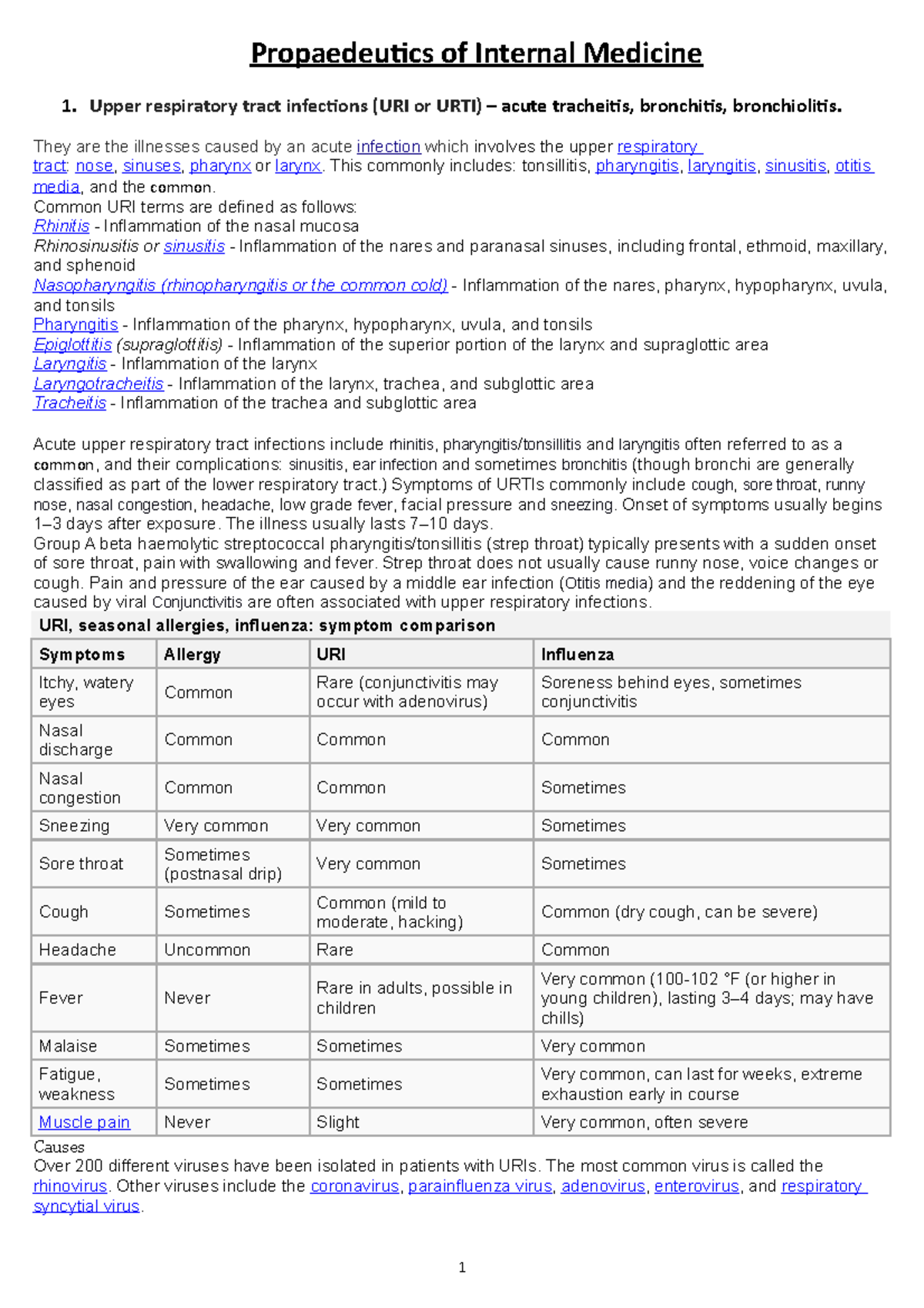 Internal Medicine Theory Notes - Propaedeutics of Internal Medicine 1 ...