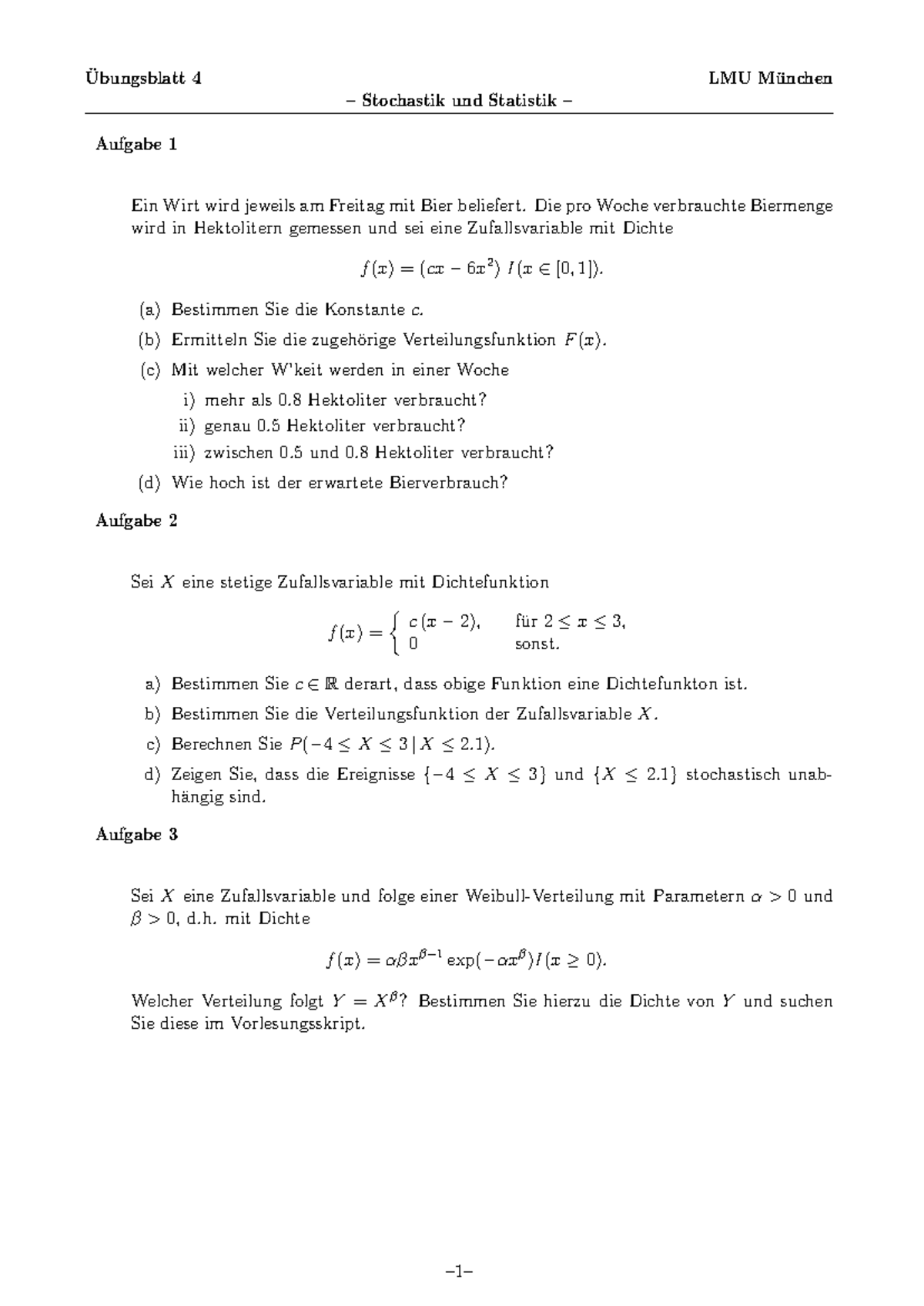 Blatt 04 - Ubungsblatt 4 ̈ - Stochastik und Statistik – LMU M ̈unchen ...