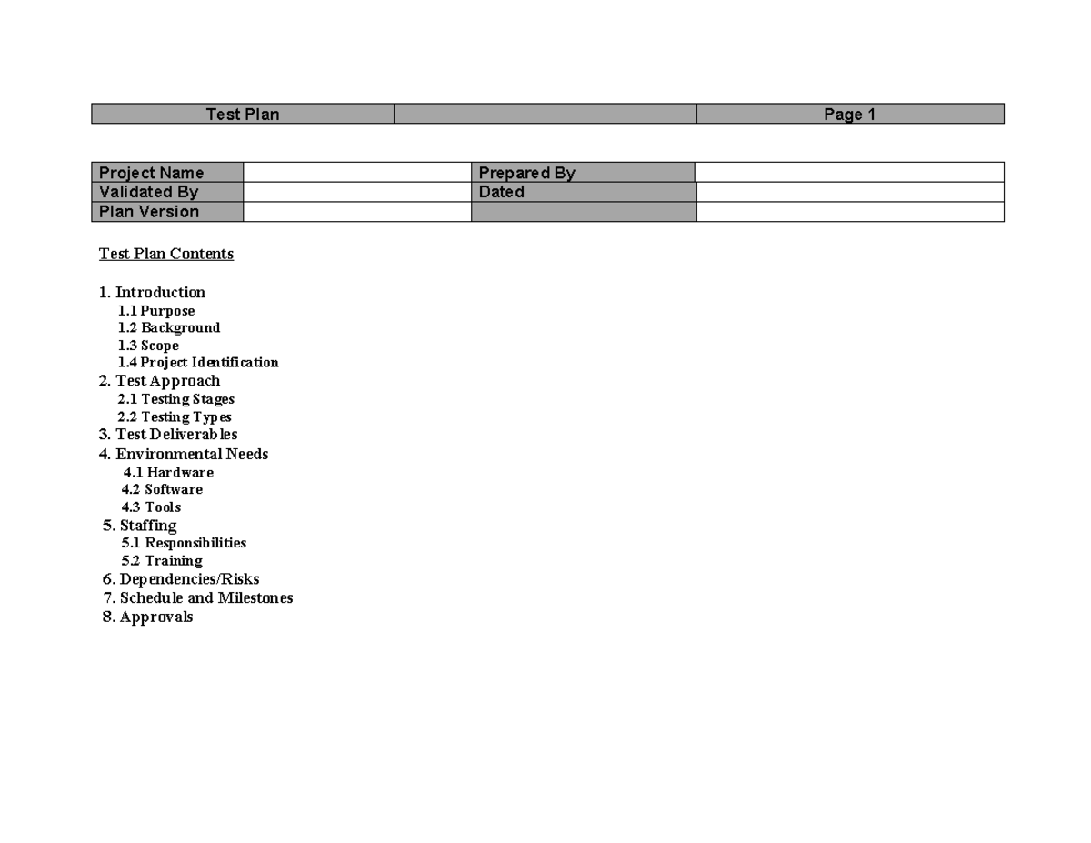 Test plan template 03 - J1.S.P0071 - Project Name Prepared By Validated ...