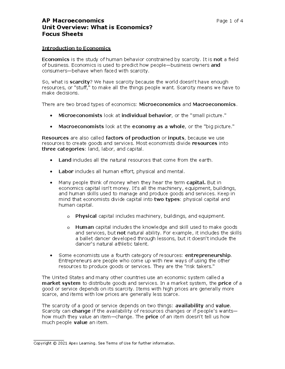 AP Macroeconomics Unit 1 Overview: Understanding Economics and Scarcity ...