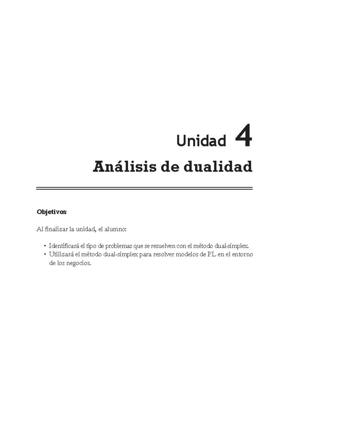 Ejemplo de Análisis de Dualidad en Programación Lineal (Unidad 4) - Studocu