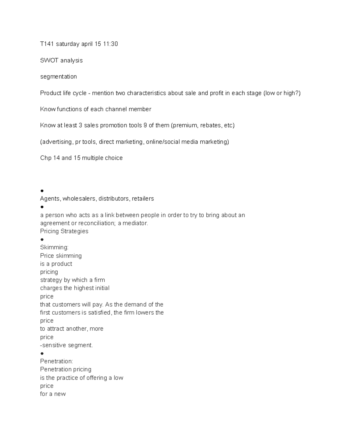 MKTG Final Exam Review: Key Concepts & Strategies for Success - Studocu