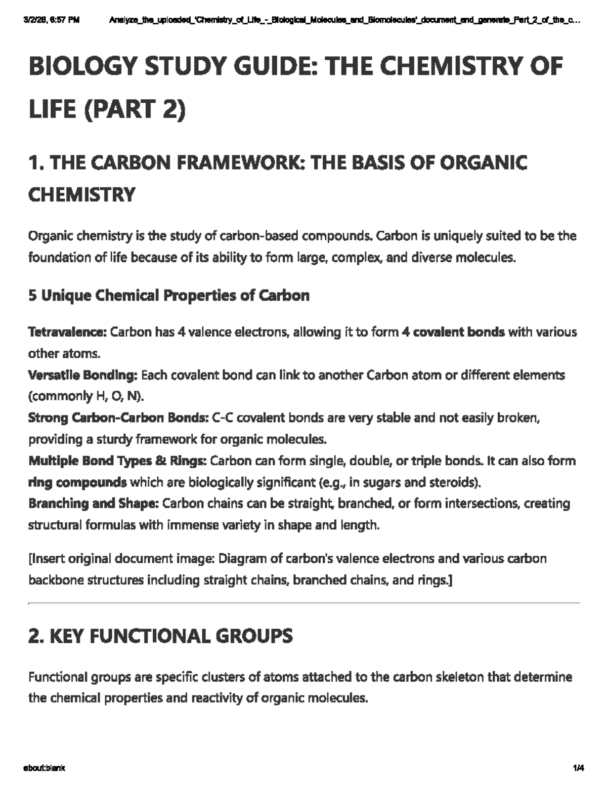 BIO 101: Study Guide on The Chemistry of Life (Part 2) - Studocu