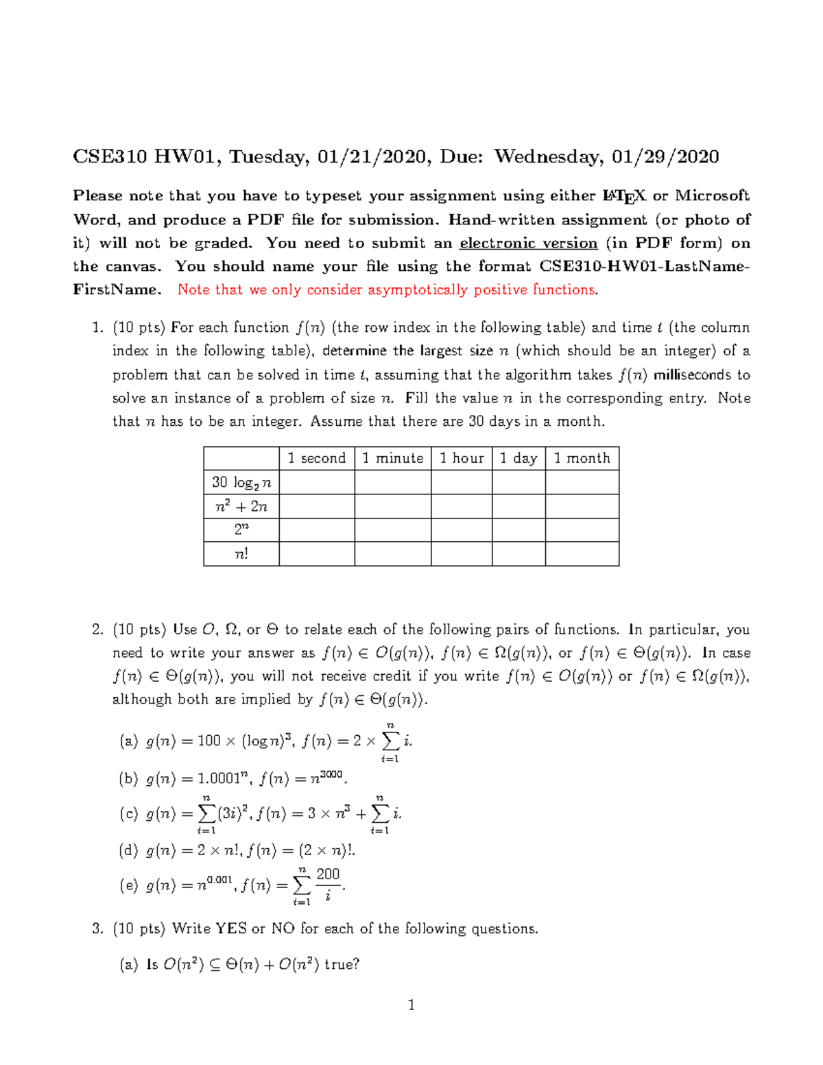 CSE310-HW01 - CSE310-HW01 - CSE310 HW01, Tuesday, 01/21/2020, Due ...