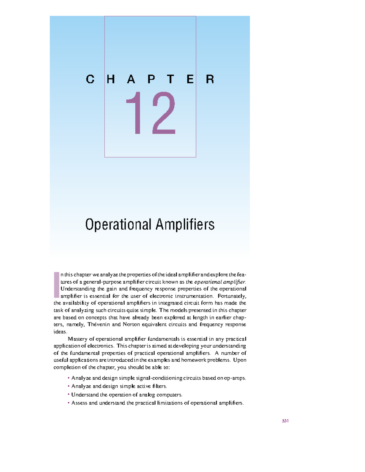 Chapter 12: Operational Amplifiers - Analysis and Applications (Rizzoni ...