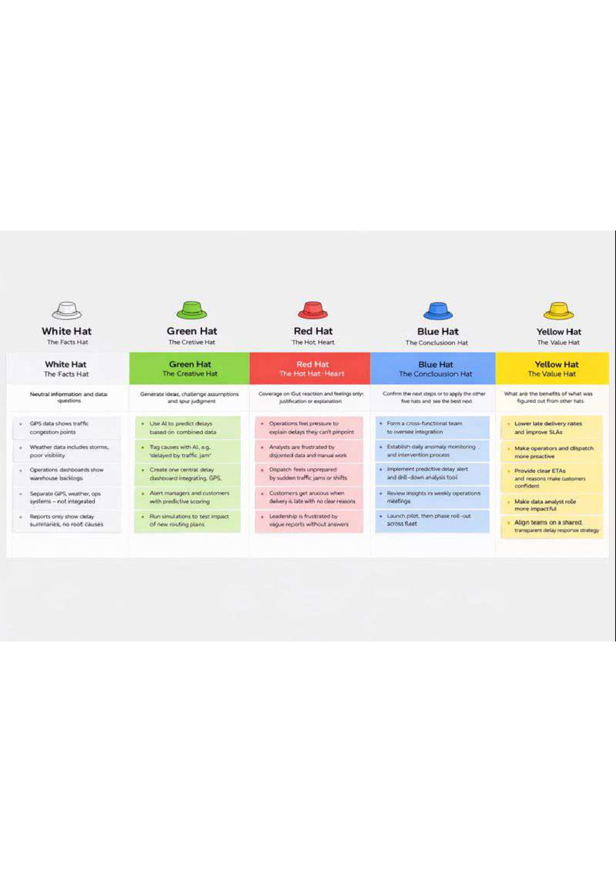 Six Hats Methodology - UG Project - 2 (ECC402) Analysis and Insights ...