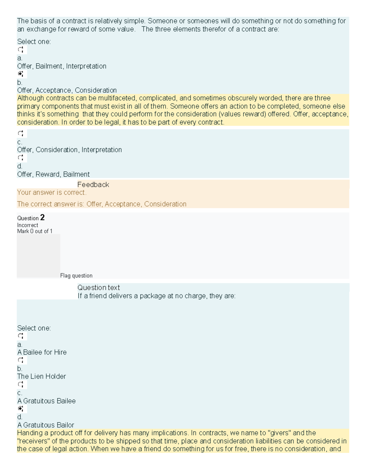 Quiz - 5 - CITT - The basis of a contract is relatively simple. Someone ...