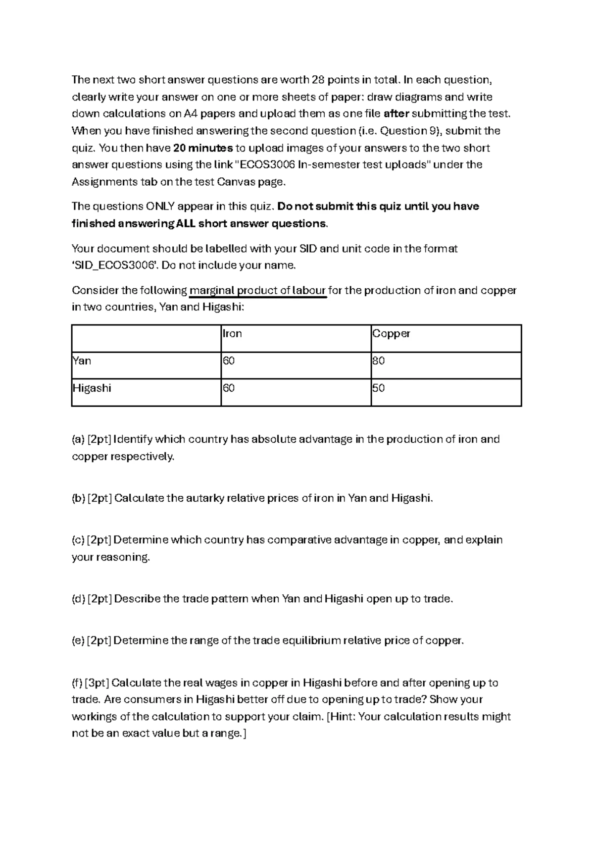 Final Exam 2019 - ECOS3006 International Trade Examination - Studocu