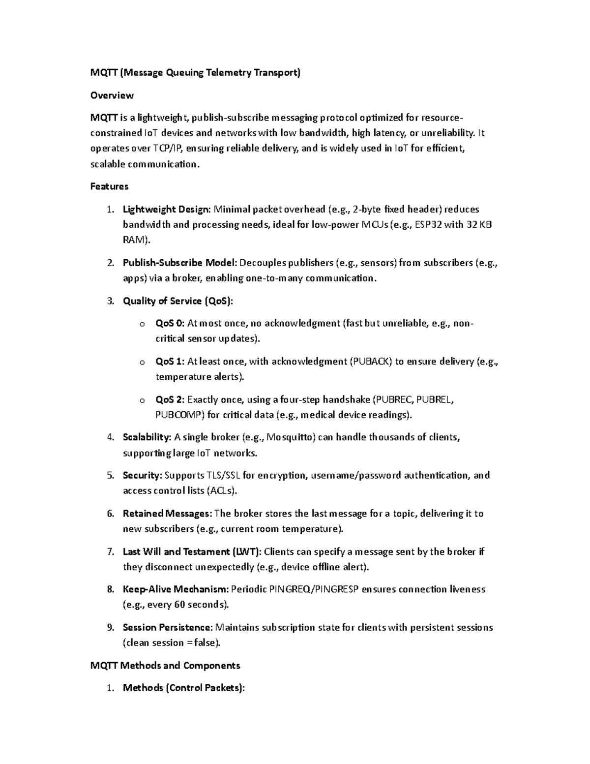 IoT U-4: Overview of MQTT, SMQTT, CoAP, XMPP, and AMQP Protocols - Studocu
