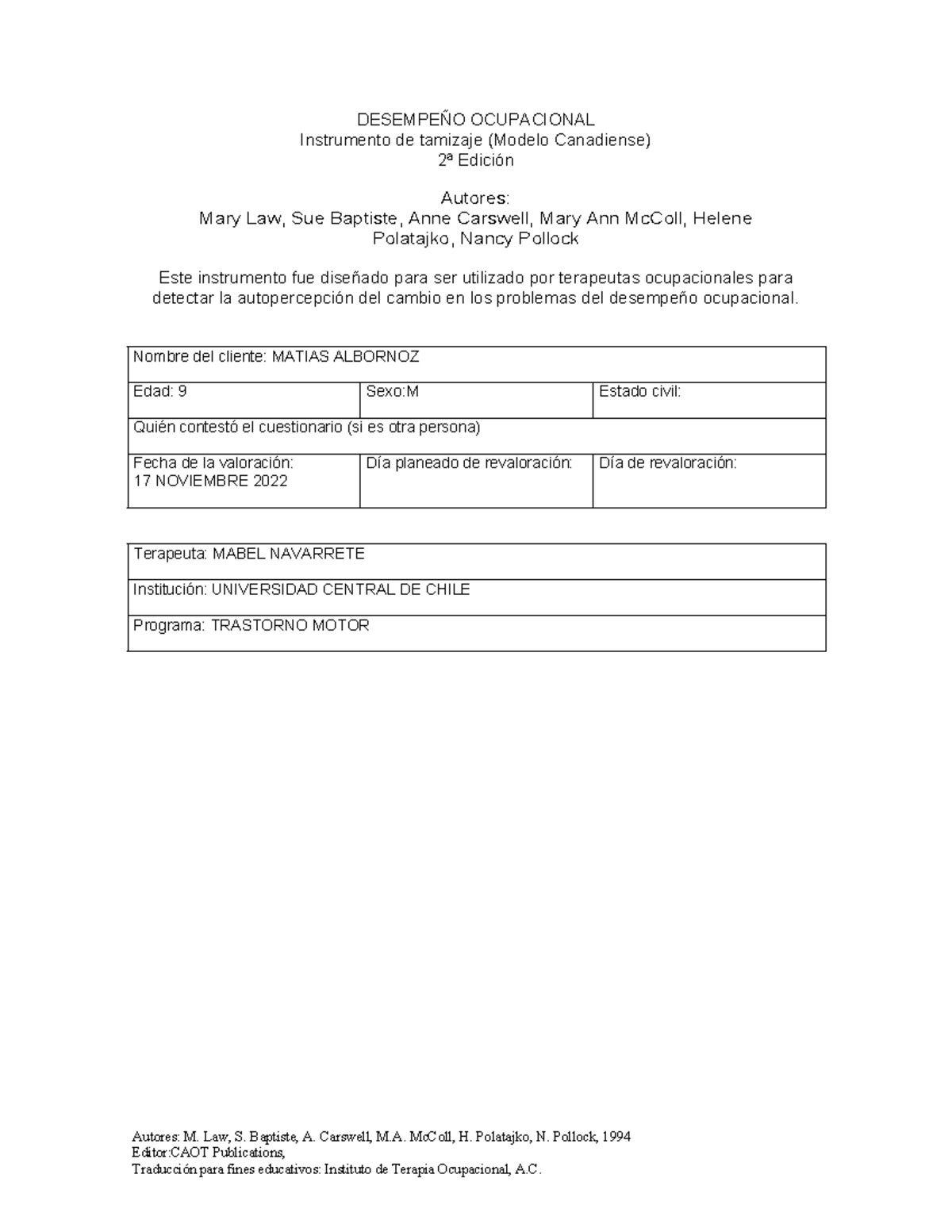 COPM CASO 1 - es la comp - Autores: M. Law, S. Baptiste, A. Carswell, M ...