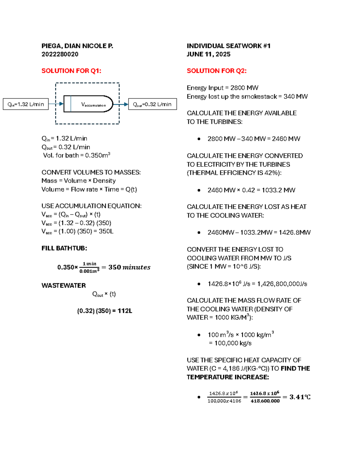 ENGR 101 Individual Seatwork Solutions - June 11, 2025 - Studocu
