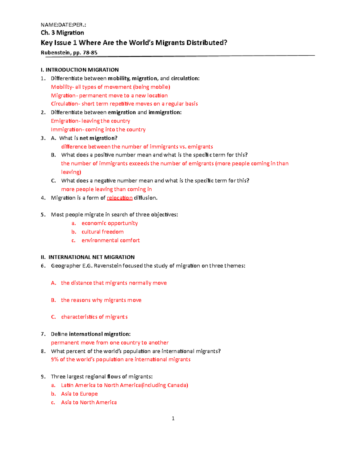 Chapter 3.1 AP Human Geography: Migration Patterns and Concepts - Studocu