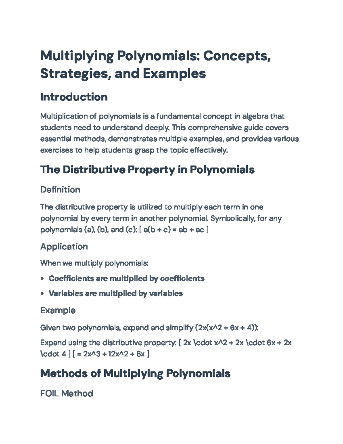Multiplying Polynomials: Methods & Strategies for Effective Learning ...