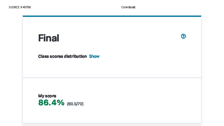 PHYS 101 Final Exam Scores Distribution Analysis - Studocu