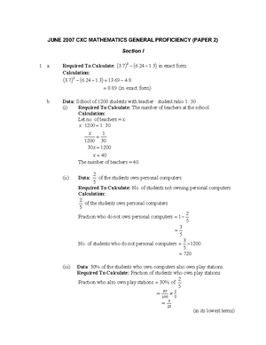 Jan 2020 CSEC Maths P2 Past Paper - Mathematics - Studocu