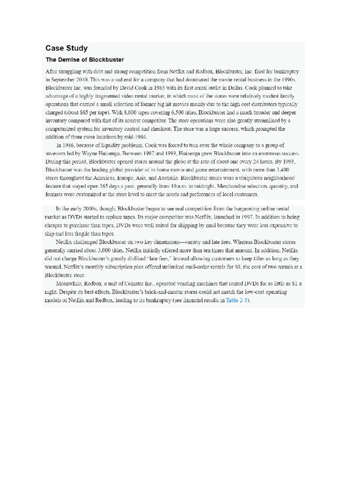 Activity 1.2 Case Study -The Demise of Blockbuster - LOG201 - Studocu