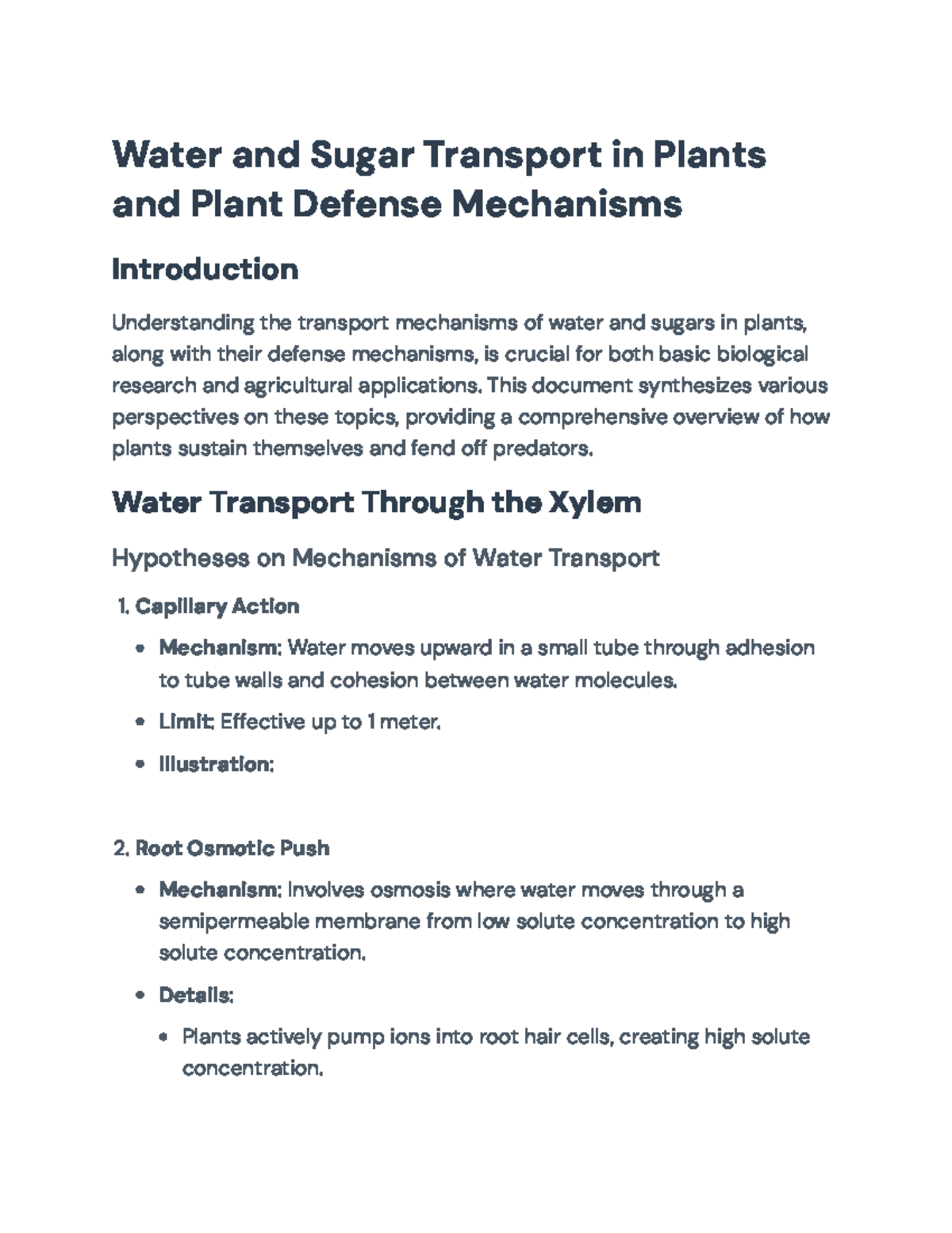 Water and Sugar Transport Mechanisms in Plants: Biological Insights ...