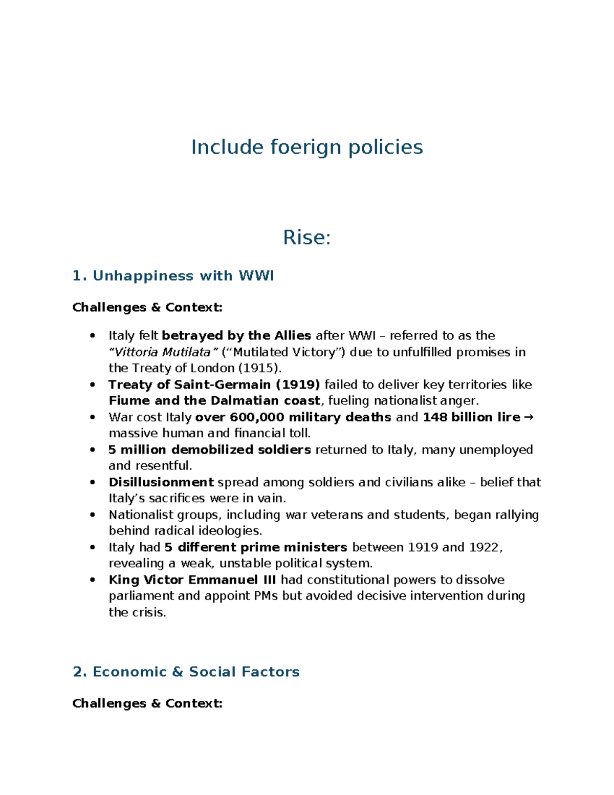 Mussolini's Rise to Power: Analyzing Foreign Policies and Domestic ...