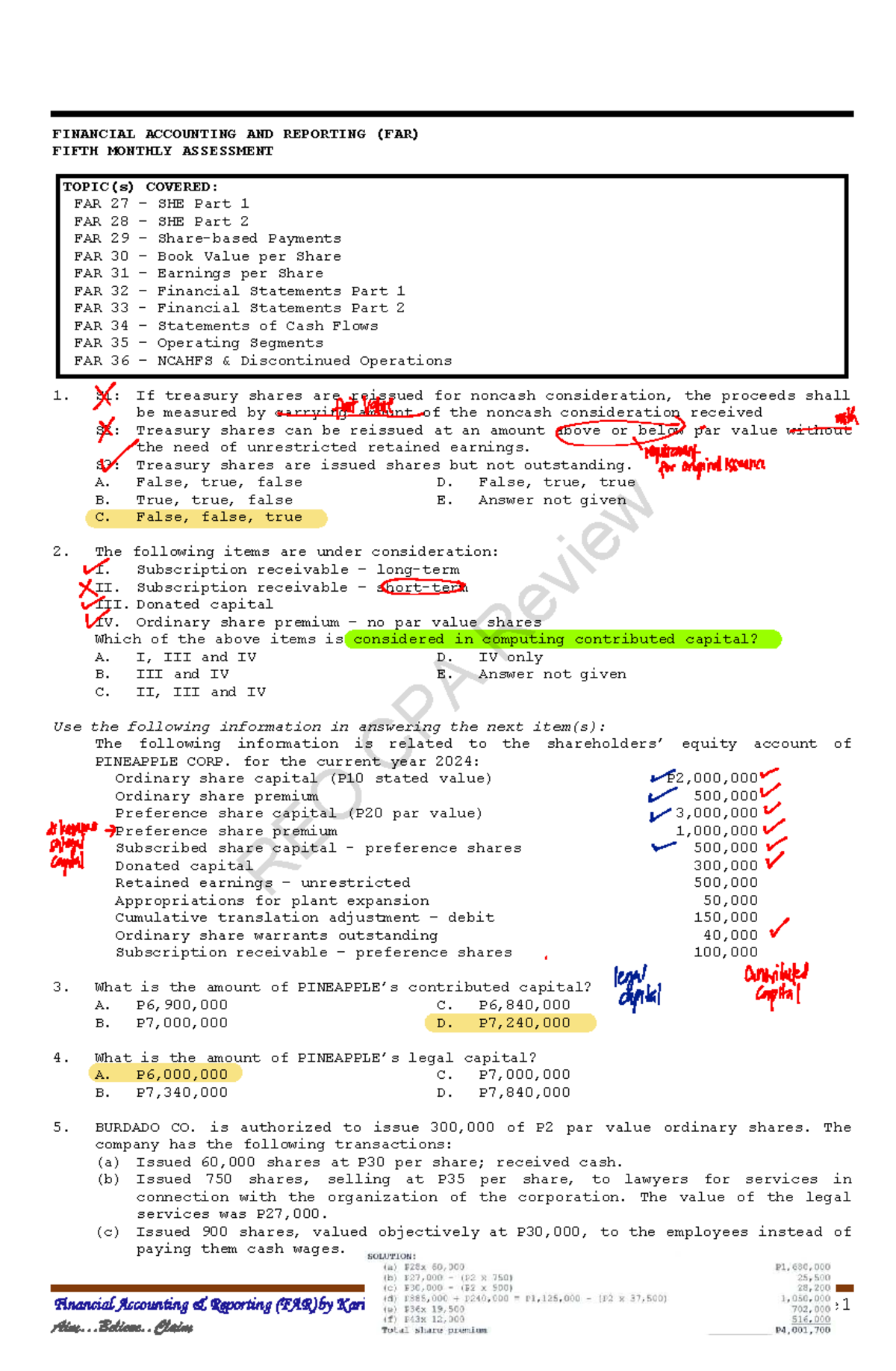 REO 2024 - FAR Fifth Monthly Assessment Overview and Key Topics - Studocu