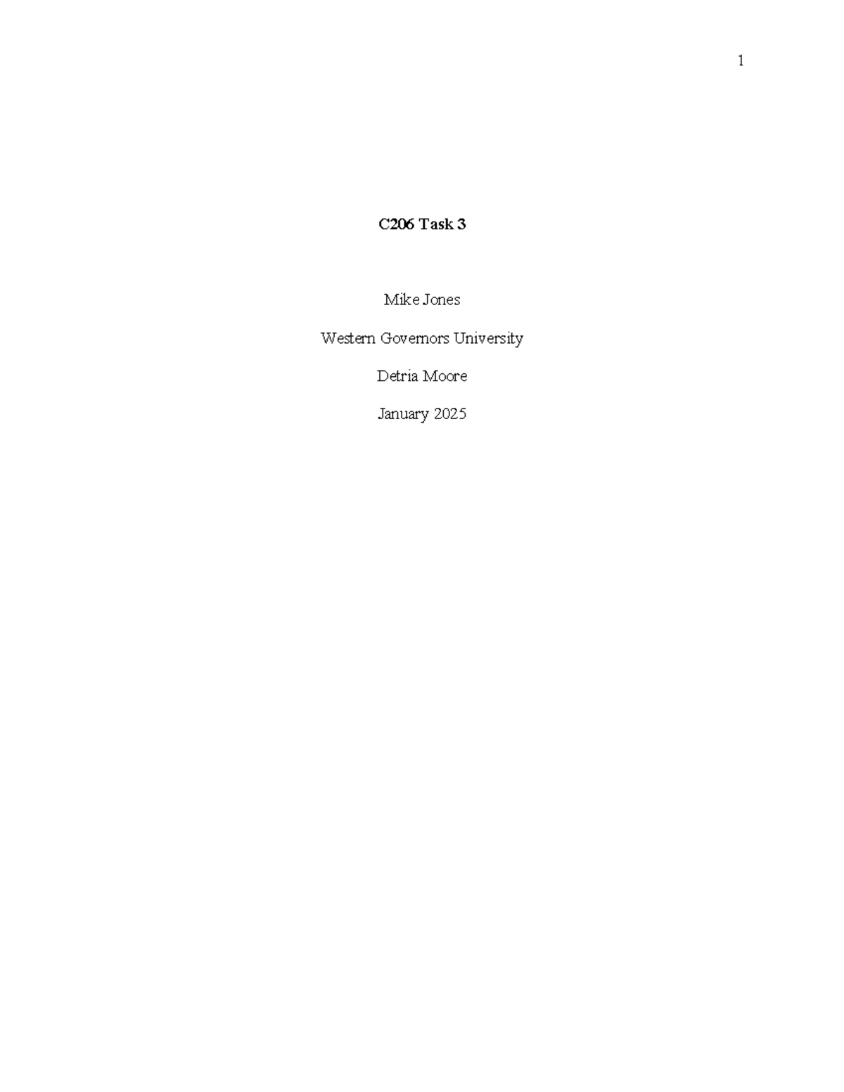 C206 Task 3 Assignment - C206 Task 3 Mike Jones Western Governors ...