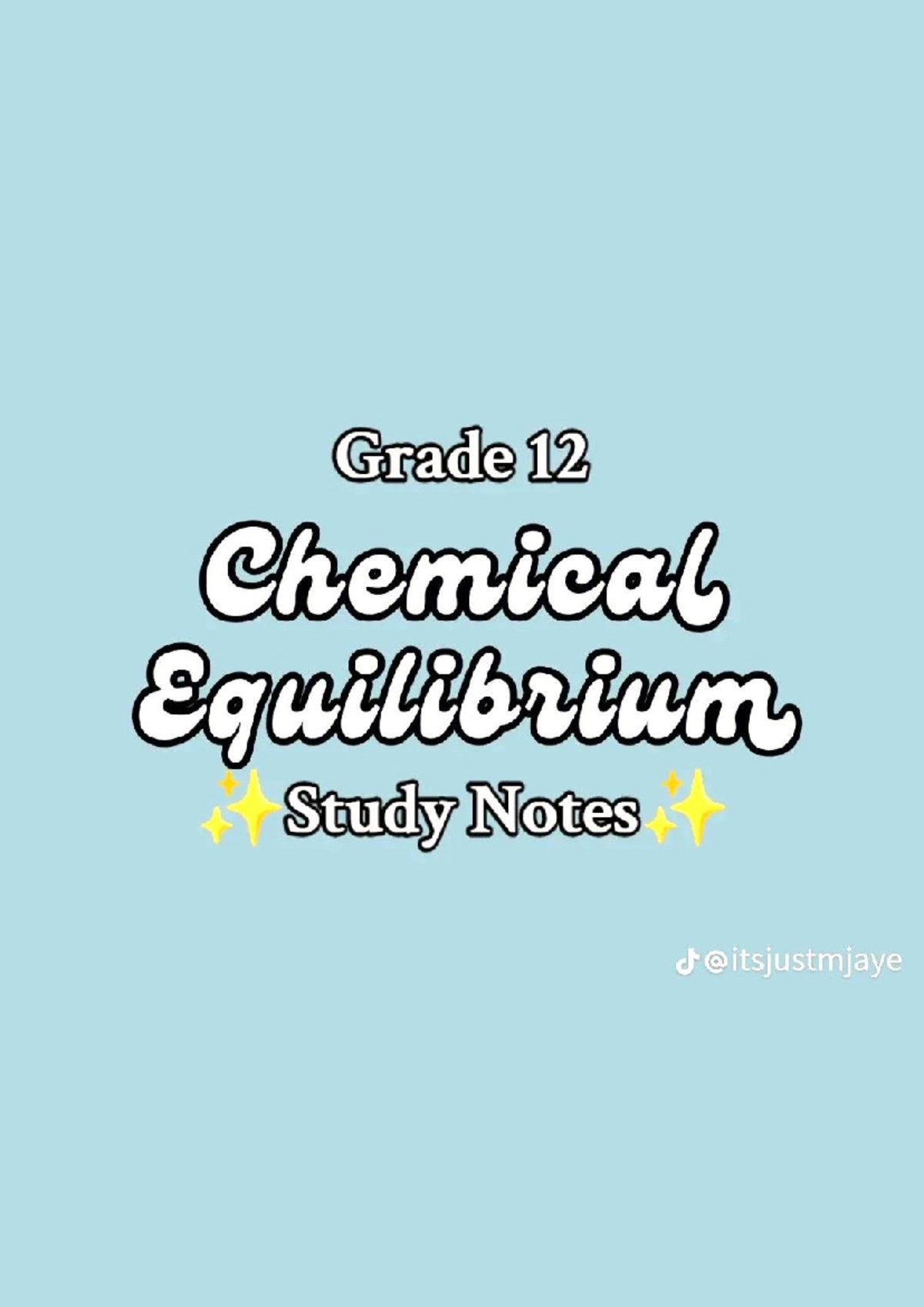 Grade 12 Chemical Equilibrium Study Notes J CHEMICAL EQUILIBRIUM - Studocu