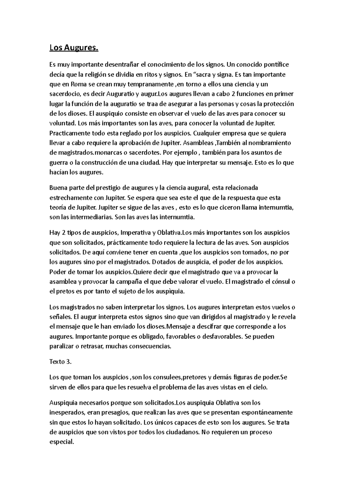 Tema 8 - Apuntes sobre los Augures y los Auspicios en Roma - Studocu