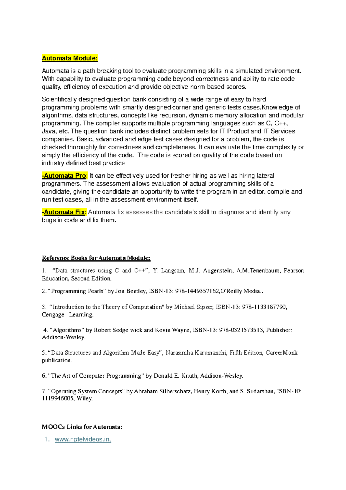 Automata Module: Syllabus References for React.Js & Node.Js - Studocu