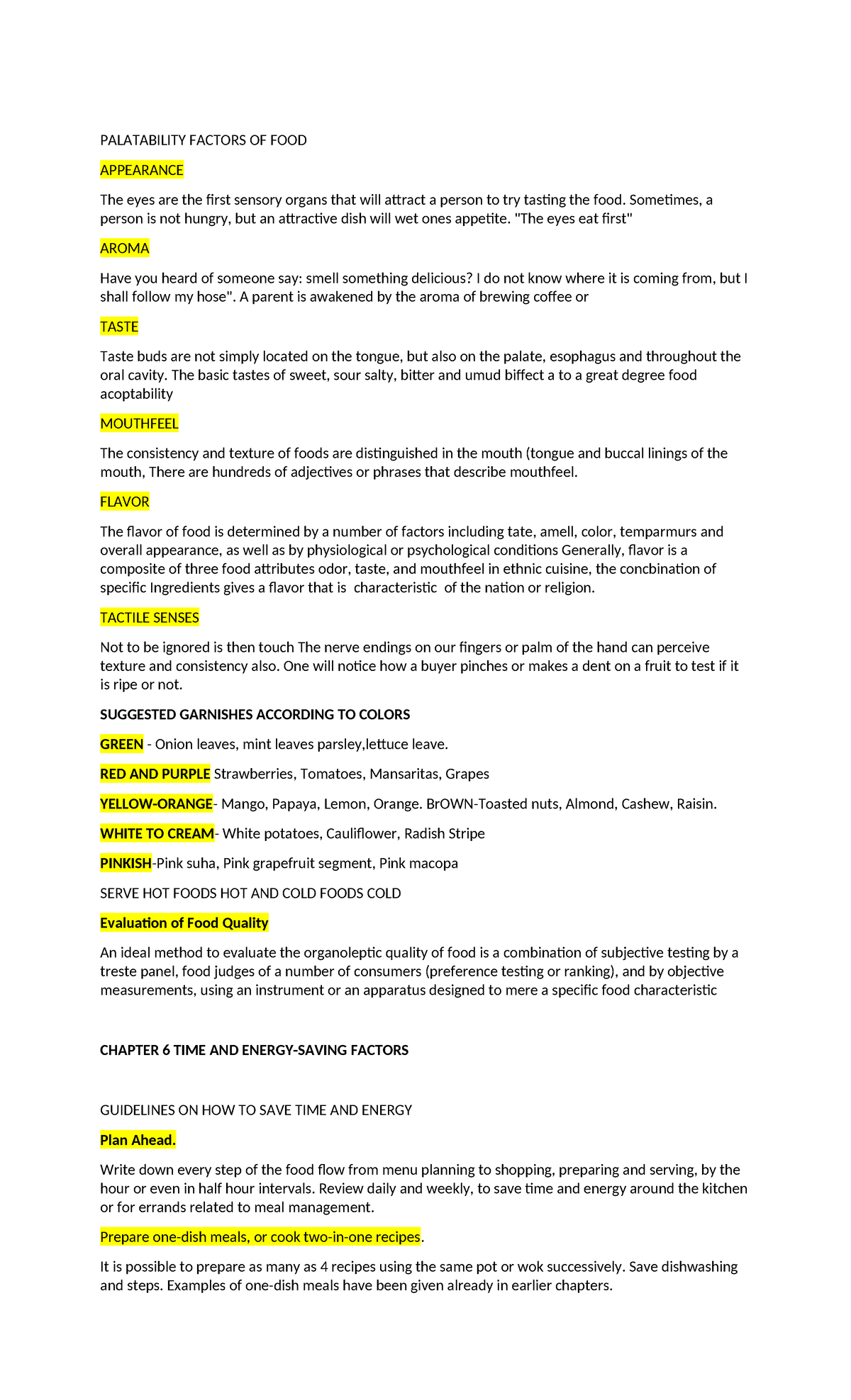 Palatability Factors OF FOOD - PALATABILITY FACTORS OF FOOD APPEARANCE ...