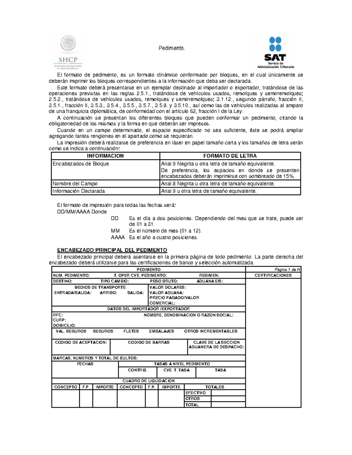 B1 - Instrucciones para el Formato de Pedimento Aduanal - Studocu