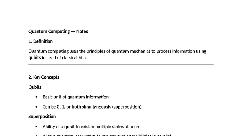 Quantum Computing Lecture Notes: Key Concepts & Principles - Studocu