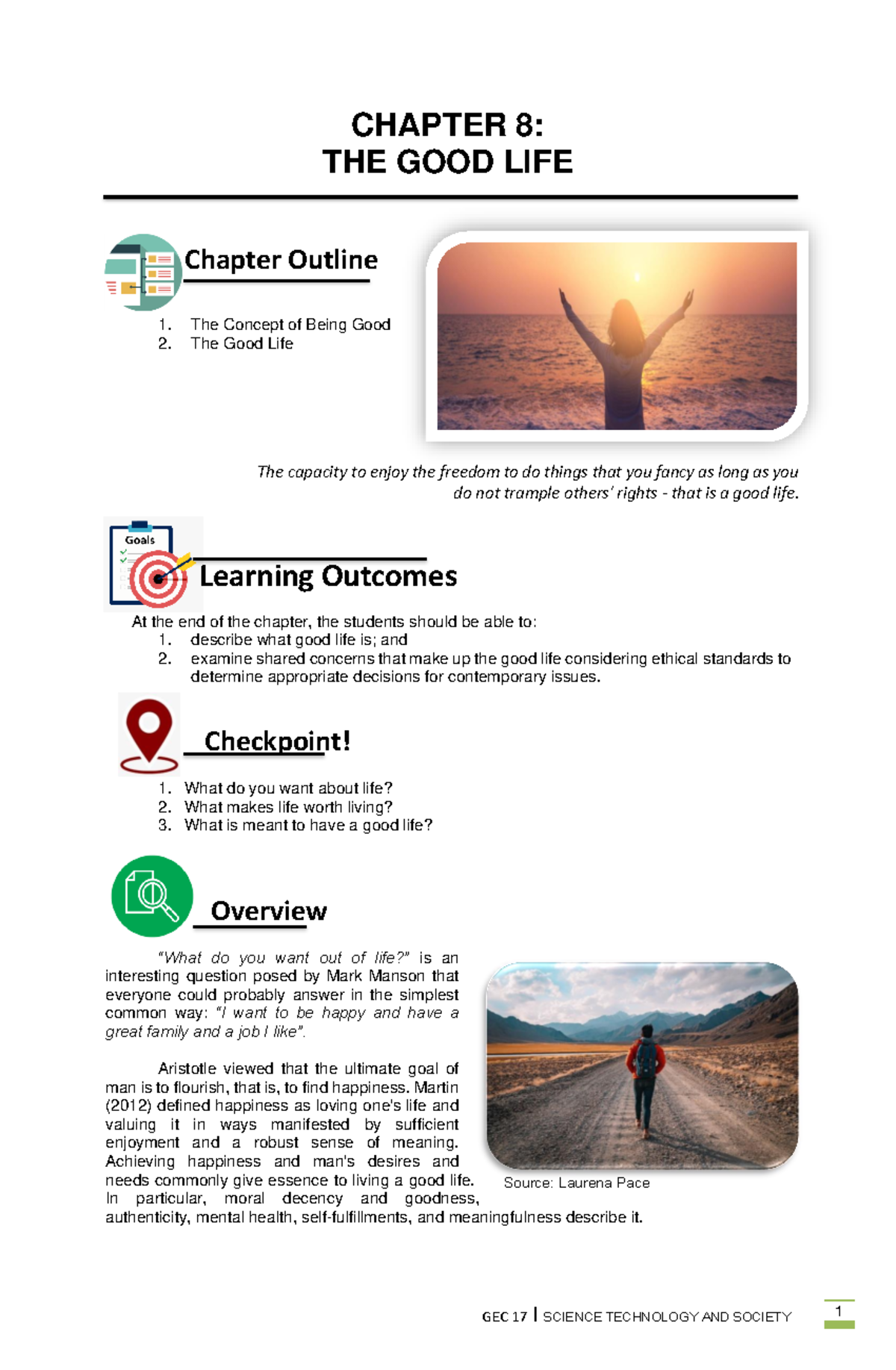 Chapter 8: Understanding the Concept of the Good Life - Studocu