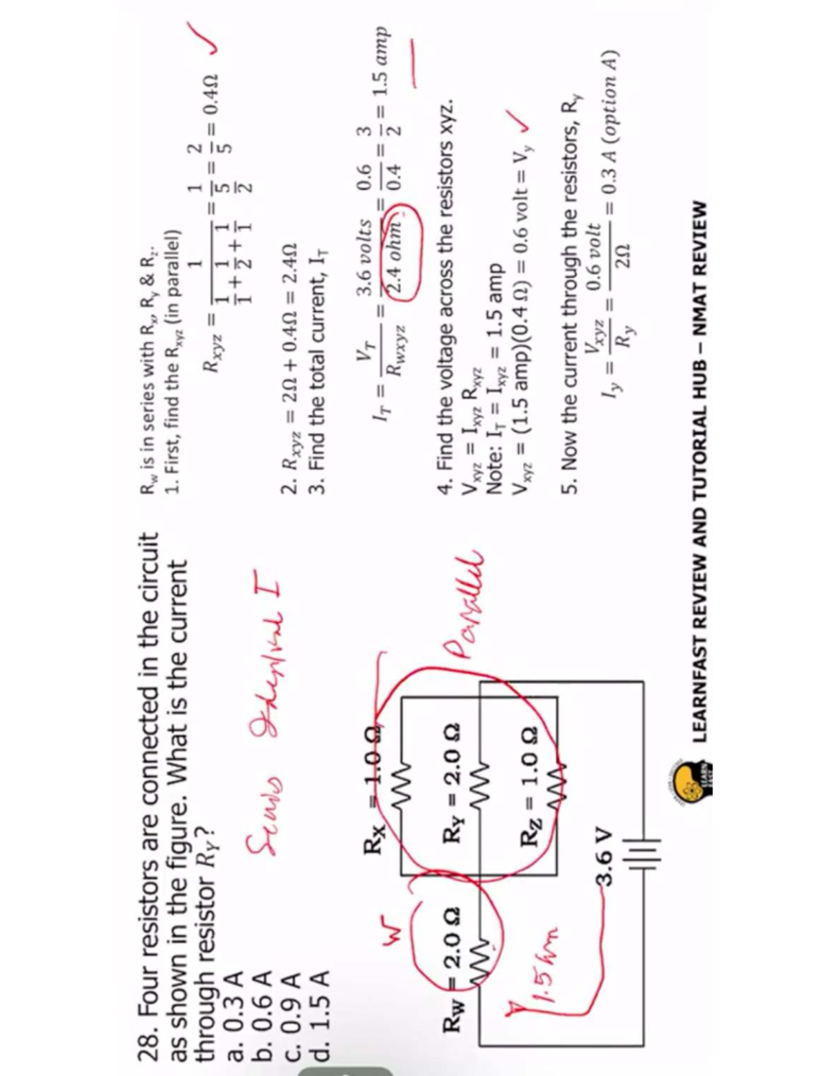 Resistors PRACTICE QUESTION for NMAT - 28. Four resistors are connected ...
