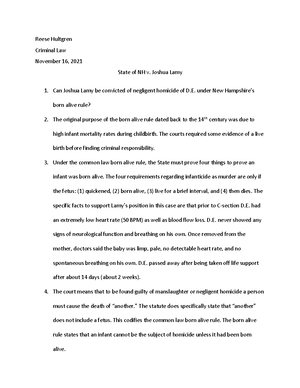 Dion Case Brief - Reese Hultgren Dion Case Brief I 1. What was the ...