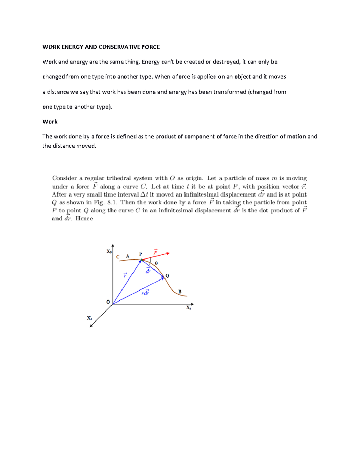 Work Energy and Conservative Force 24 - WORK ENERGY AND CONSERVATIVE ...