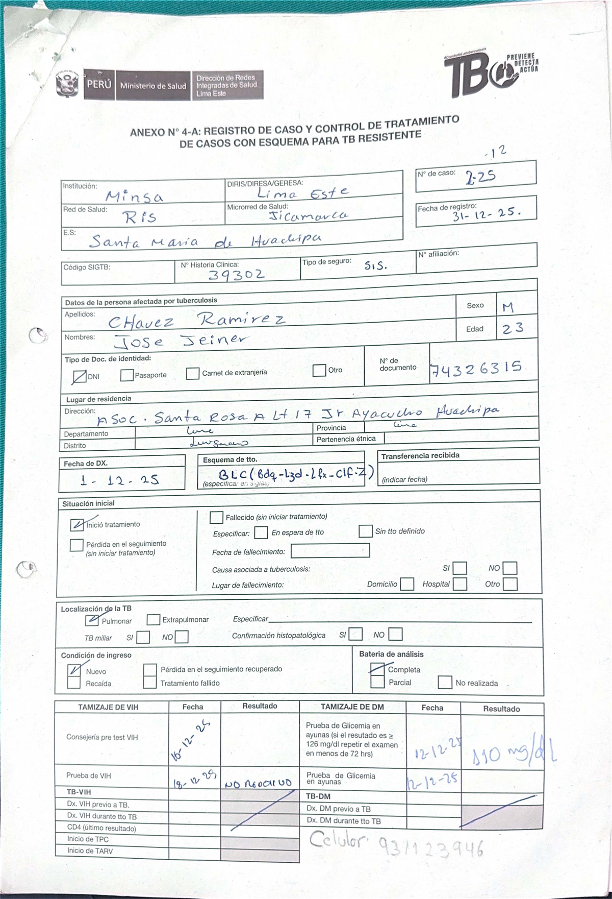 Registro de Caso y Control de Tratamiento de TB Resistente - MINSA ...