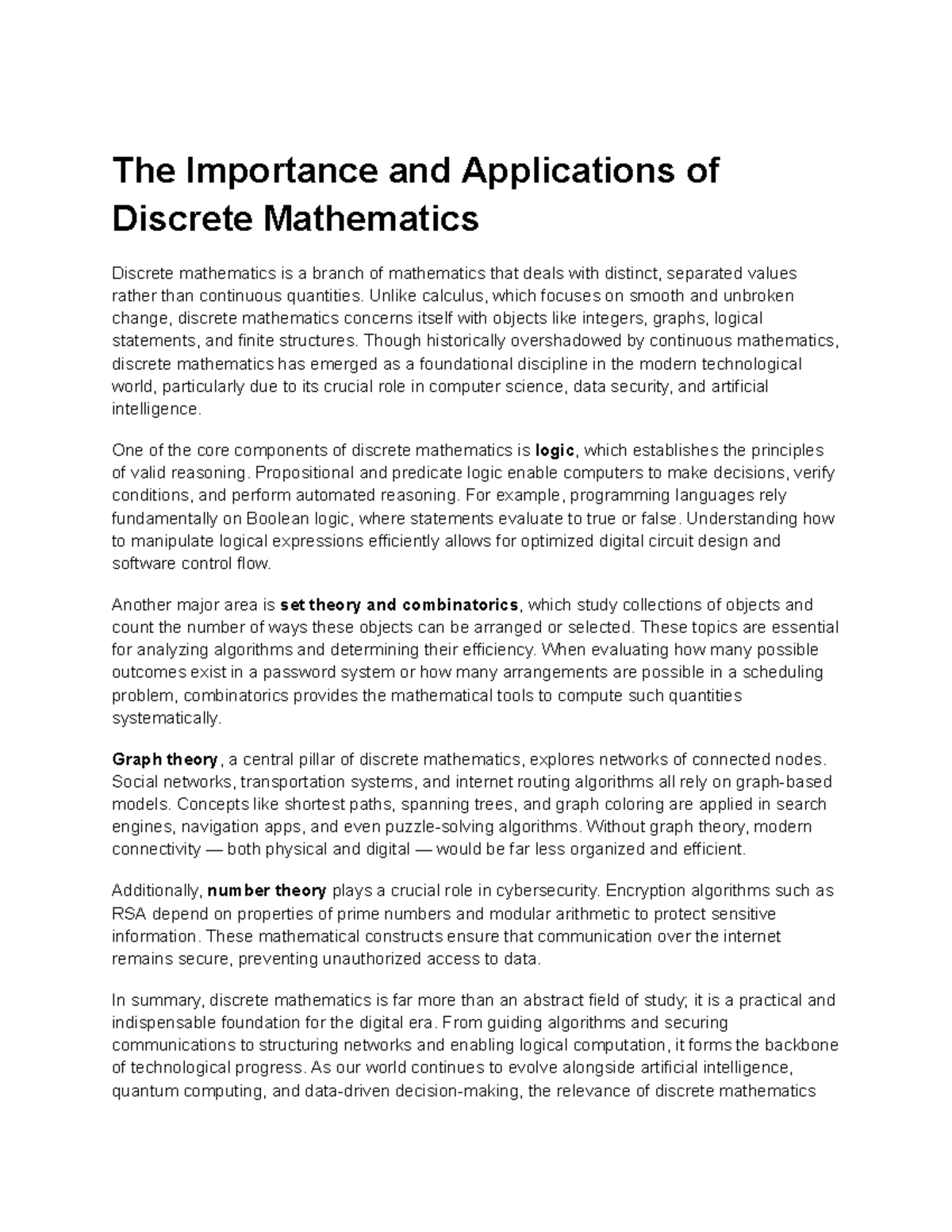 Discrete Mathematics 101: Importance and Applications in Tech - Studocu